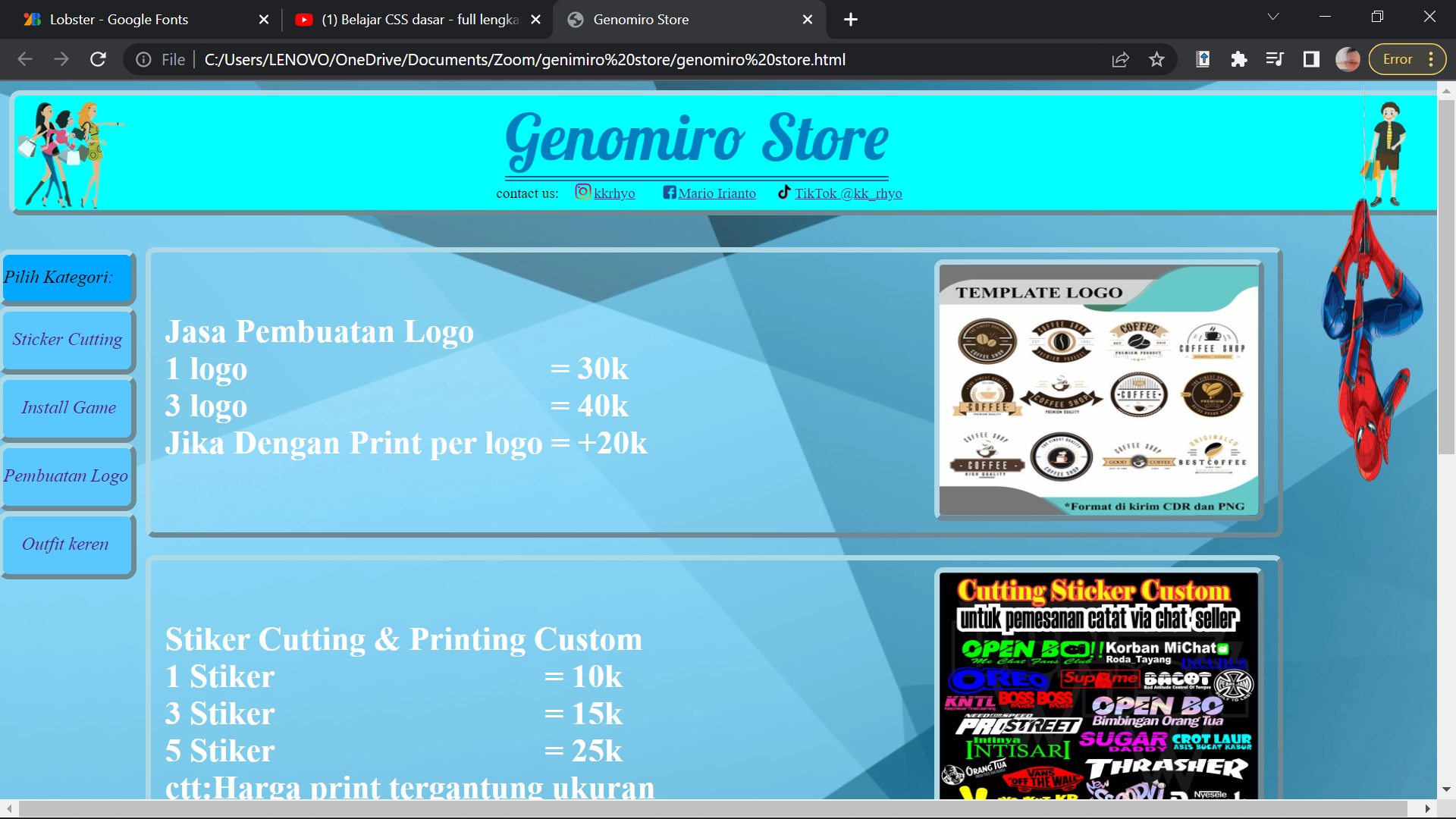 Theodorus's Portofolio website